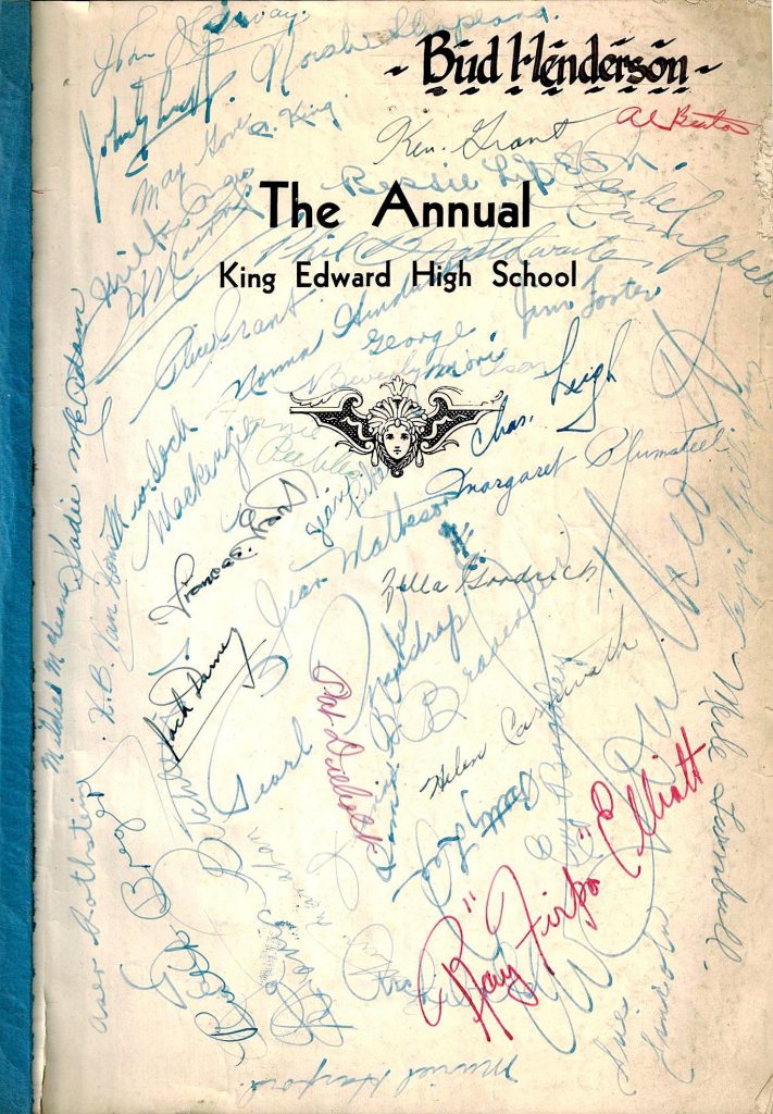King Edward High School – Signatures on a School Annual (1931 – 32 ...