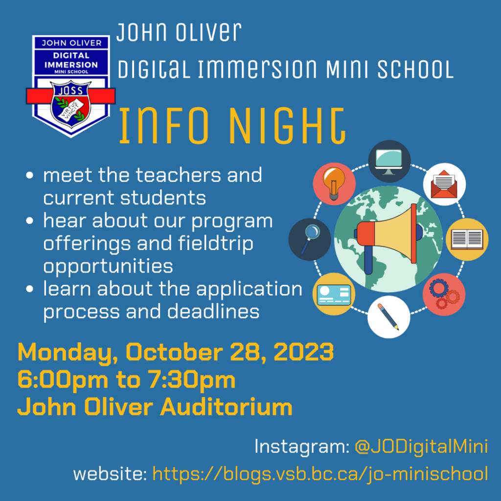 Grade 7 Info Night – Monday, October 28, 2024 from 6pm to 7:30pm – J.O ...