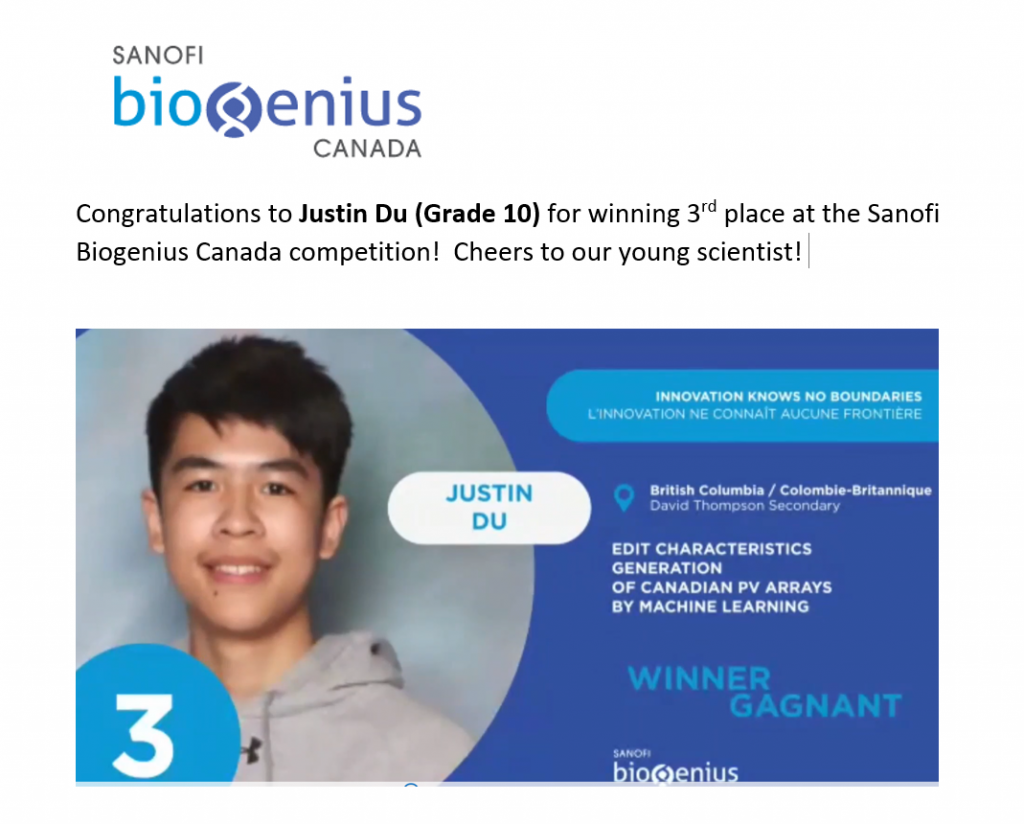 Sanofi Biogenius Canada – Odyssey/AP Mini School Program